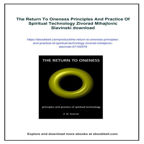 The Return To Oneness Principles And Practice Of Spiritual Technology ...
