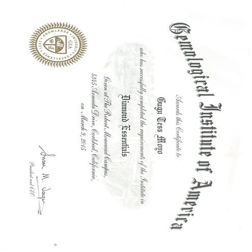 Gugu Tess Moyo Diamond Essentials Certificate (GIA) | PDF