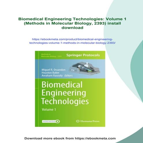 Biomedical Engineering Technologies: Volume 1 (Methods in Molecular Biology, 2393) | PDF