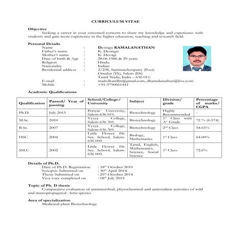 Kamal Academic CV | DOC