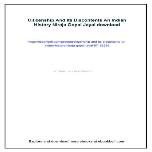 Citizenship And Its Discontents An Indian History Niraja Gopal Jayal | PDF
