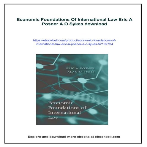 Economic Foundations Of International Law Eric A Posner A O Sykes | PDF