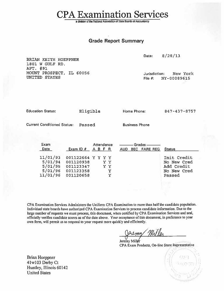 CPA Exam Passing Report w-out grades