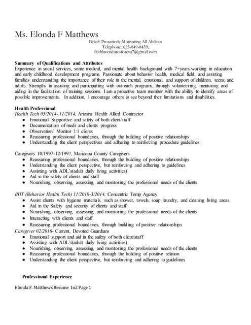 JOY CV | DOC | Eldercare | Family and Relationships