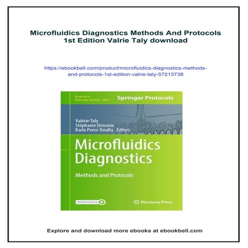 Microfluidics Diagnostics Methods And Protocols 1st Edition Valrie Taly | PDF
