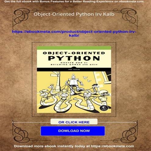 Object-Oriented Python Irv Kalb 2024 scribd download | PDF