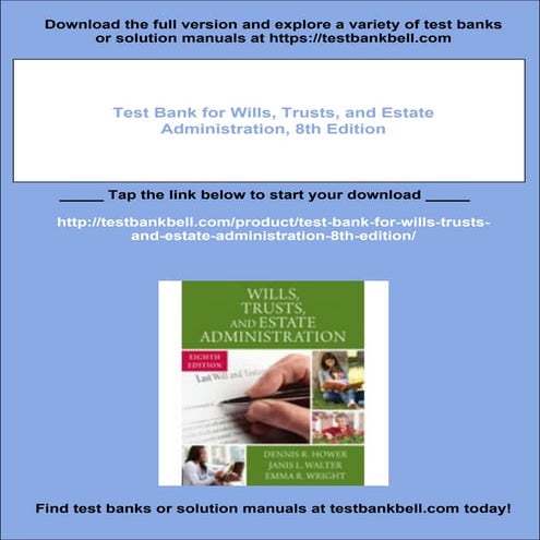 Test Bank for Wills, Trusts, and Estate Administration, 8th Edition | PDF