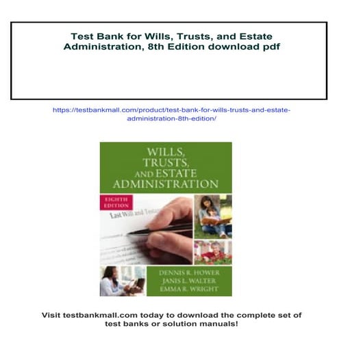 Test Bank for Wills, Trusts, and Estate Administration, 8th Edition | PDF