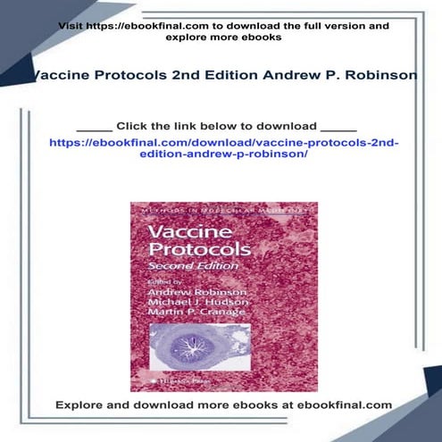 Vaccine Protocols 2nd Edition Andrew P. Robinson | PDF