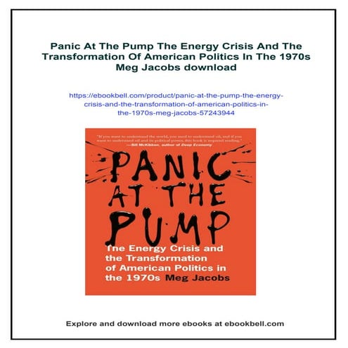 Panic At The Pump The Energy Crisis And The Transformation Of American ...