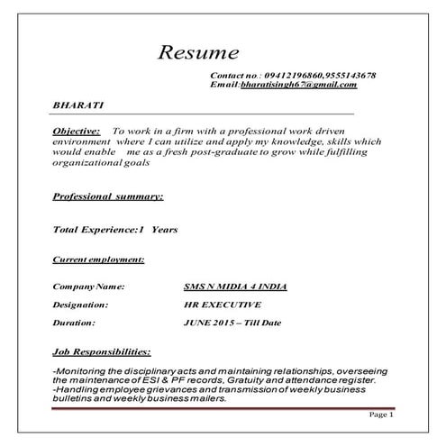 bharati_resume | DOCX