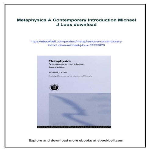 Metaphysics A Contemporary Introduction Michael J Loux | PDF