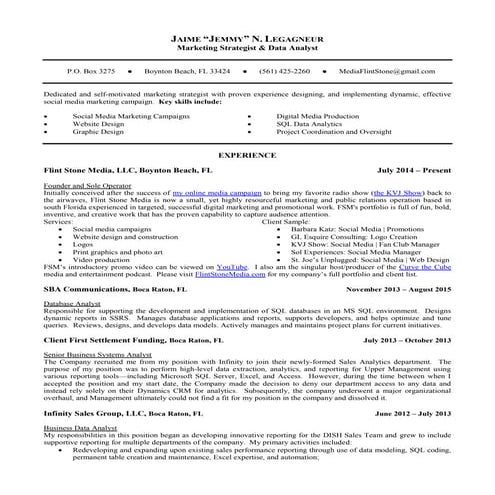 Jaime Legagneur's Resume 1603 | PDF