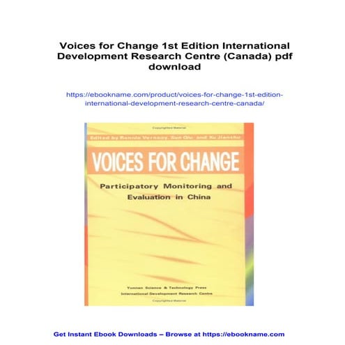 Voices for Change 1st Edition International Development Research Centre ...