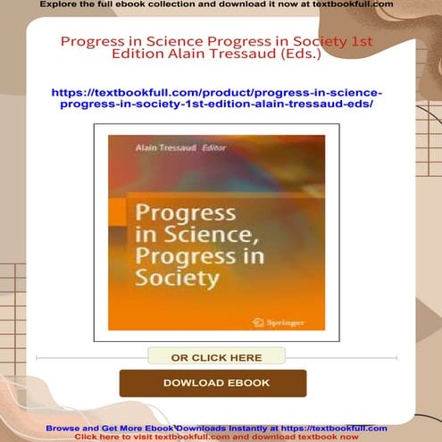 Progress in Science Progress in Society 1st Edition Alain Tressaud (Eds ...