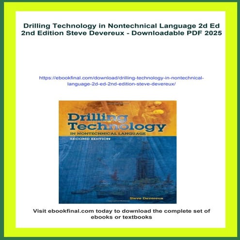 Drilling Technology in Nontechnical Language 2d Ed 2nd Edition Steve ...