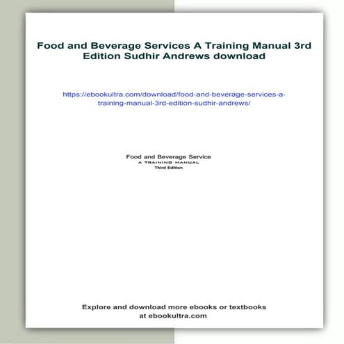Food and Beverage Services A Training Manual 3rd Edition Sudhir Andrews ...