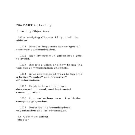 286 PART 4 Leading Learning Objectives After studyi.docx