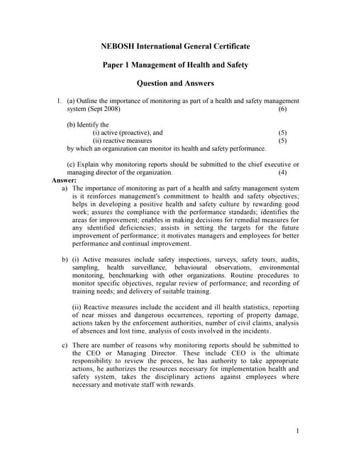 New Syllabus NEBOSH IG-2 -example For reference | PDF