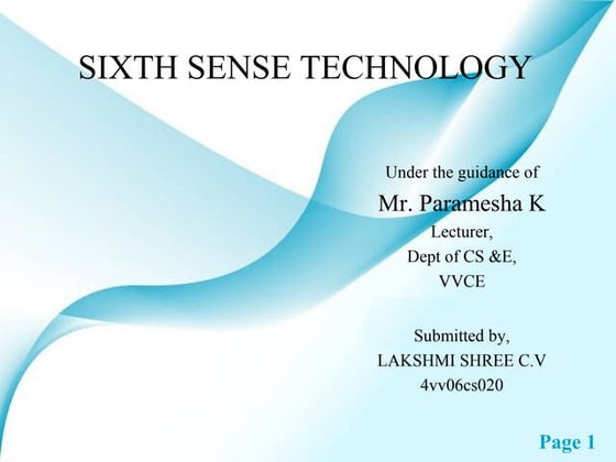 Sixth Sense Technology | PPT