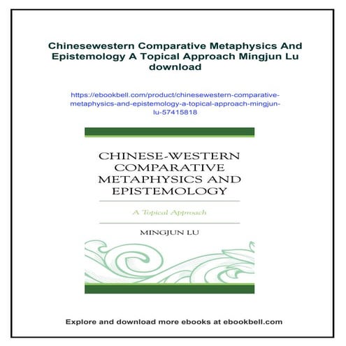 Chinesewestern Comparative Metaphysics And Epistemology A Topical ...