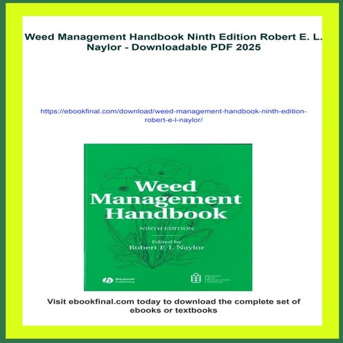 Weed Management Handbook Ninth Edition Robert E. L. Naylor | PDF