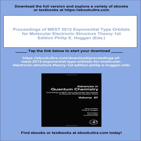 Proceedings of MEST 2012 Exponential Type Orbitals for Molecular ...