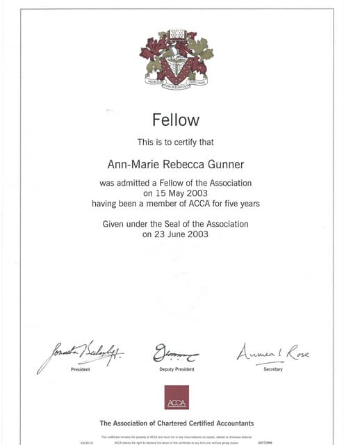 ACCA Fellowship Certificate | PDF