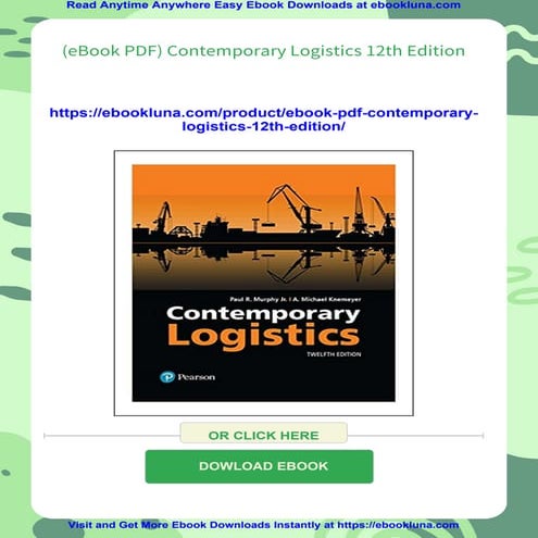 (eBook PDF) Contemporary Logistics 12th Edition | PDF
