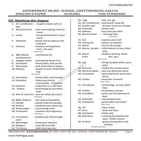 288 10-slogan-matching-questions | PDF