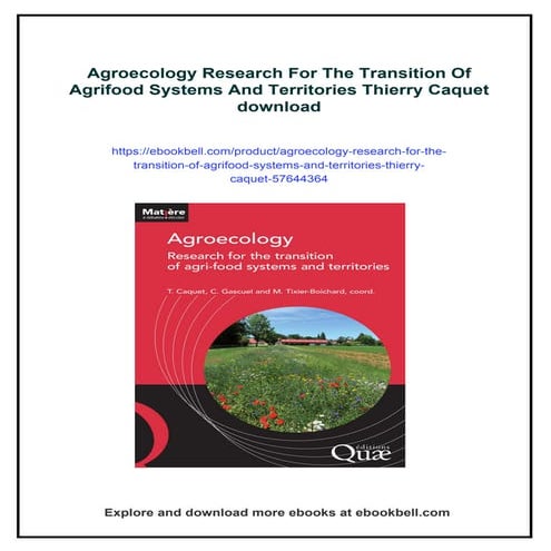 Agroecology Research For The Transition Of Agrifood Systems And ...