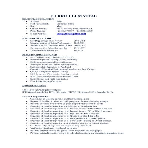 Emmanuels BL CV | PDF