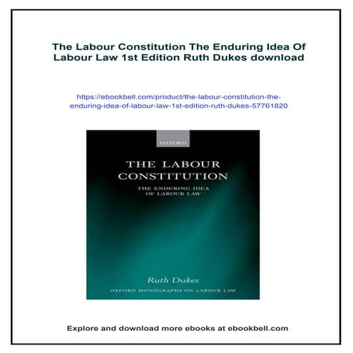 The Labour Constitution The Enduring Idea Of Labour Law 1st Edition ...