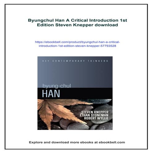 Byungchul Han A Critical Introduction 1st Edition Steven Knepper | PDF