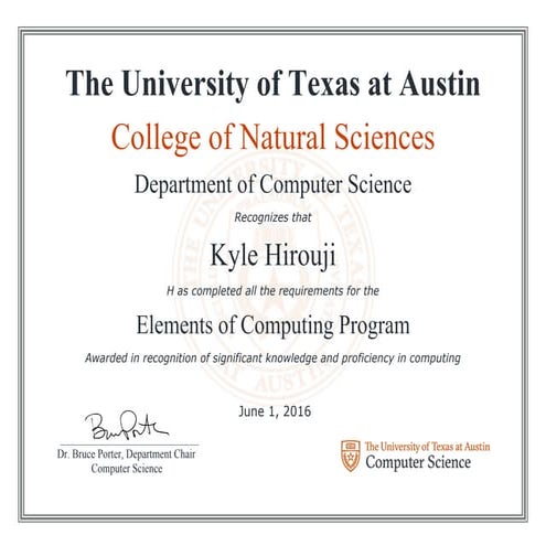 Elements of Computing certificate | PDF