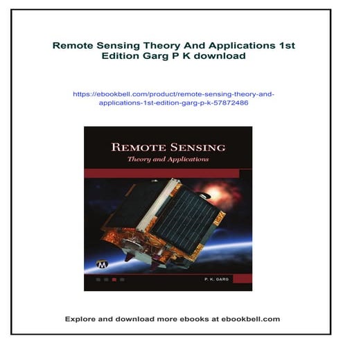 Remote Sensing Theory And Applications 1st Edition Garg P K | PDF