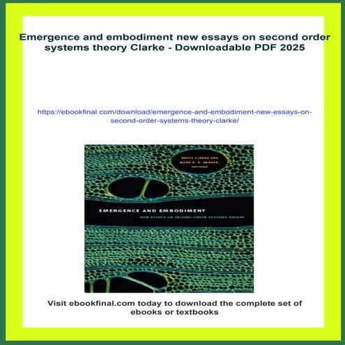 Emergence and embodiment new essays on second order systems theory ...