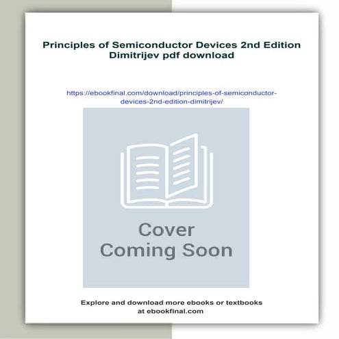 Principles of Semiconductor Devices 2nd Edition Dimitrijev | PDF
