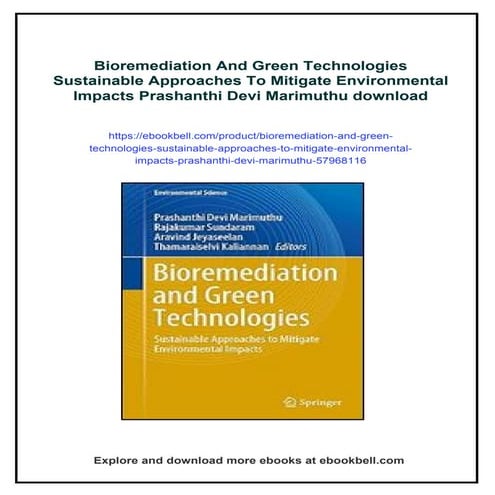 Bioremediation And Green Technologies Sustainable Approaches To Mitigate Environmental Impacts ...