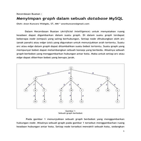 Kecerdasan Buatan: Menyimpan graph dalam sebuah database MySQL | PDF