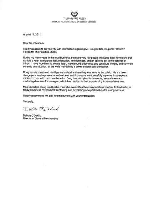 Doug Ball Letter of Recommendation GP | PDF