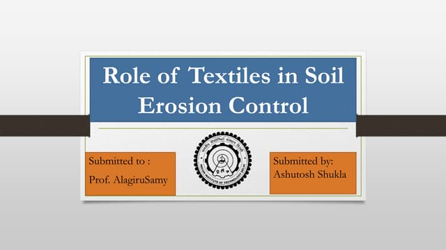 Control of soil erosion | PPTX