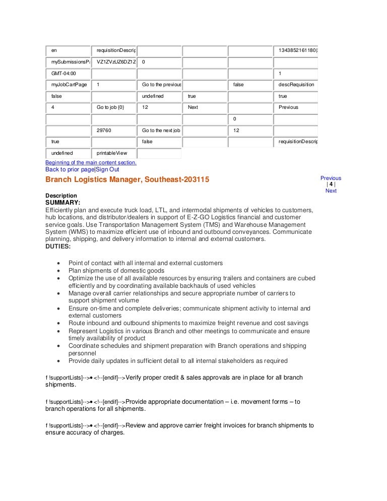 Branch Logistics Manager Job Description branch-logistics-manager-job-description