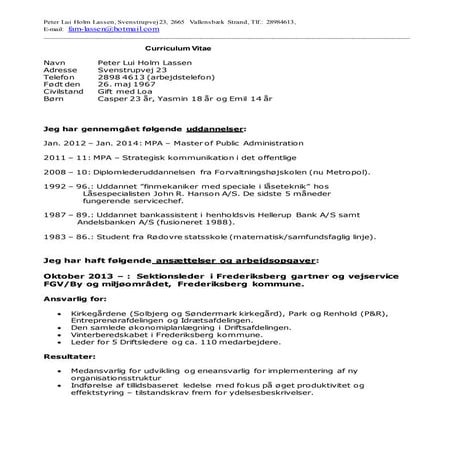 CV Peter Lassen 1 | PDF