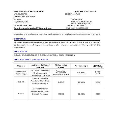 Tamil Resume Template | PDF