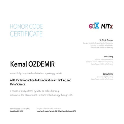 Mitx_6.00.2xx_Certificate | PDF