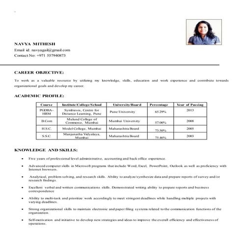 Resume _Navya_Admin | PDF