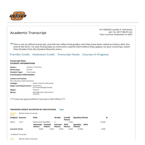 Academic Transcript LUO Dec. 2015 | DOCX
