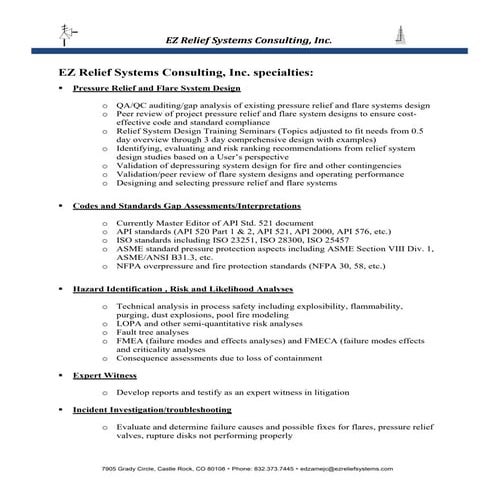 EZ Relief Systems Consulting Capabilities with Selected Bibliography | PDF