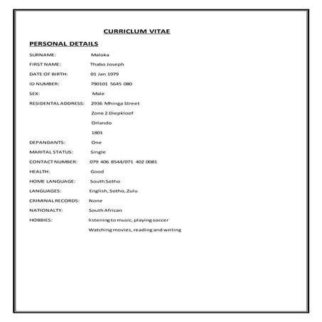Curriculum Vitae Thabo | DOCX